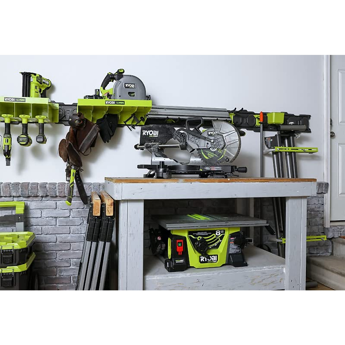 RYOBI ONE+ HP 18V Brushless Cordless 10 in. Sliding Compound Miter Saw Kit with 4.0 Ah HIGH PERFORMANCE Battery and Charger