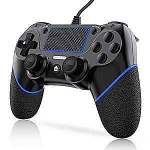 cicilogic Wired PS-4 Controller for PC/Play-Station 4/Pro/Slim and Windows 10/8/7, For PS-4 Wired Controller with Double Vibration Shock and Motion Motors, Professional USB Wired PS4 Controller