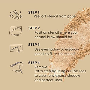Fran Wilson Instant Brows Makeup Tool: Adhesive Stencils for Perfectly Shaped Brows, Easy to Use, Ideal for Beginners and Pros - Arched