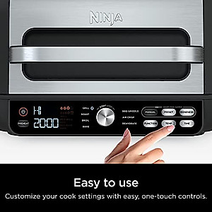 Ninja IG651 Foodi Smart XL Pro 7-in-1 Indoor Grill/Griddle Combo, use Opened or Closed, with Griddle, Air Fry, Dehydrate & More, Pro Power Grate, Flat Top Griddle, Crisper, Smart Thermometer, Black