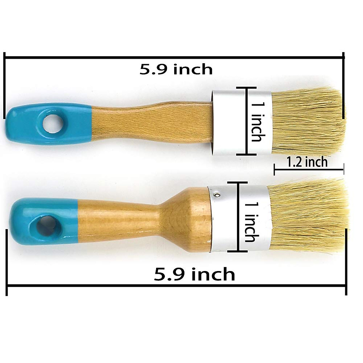 Chalk & Wax Paint Brush Set for Furniture,DIY Painting and Waxing Tool,Milk Paint,Stencils,Natural Bristles,by MAXMAN,Small Size