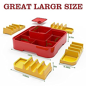 YICOCHI Taco Holder Bar, Taco Tuesday Party, Taco Night Stand Tray Plates for Family Dinner, Quesadilla, Nachos