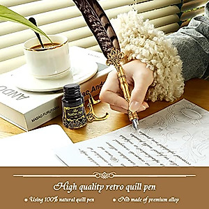 Hethrone Calligraphy Pen Set - Feather Pen Quill Pen Ink Set with Replacable Nibs