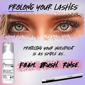 Eyelash Extension Shampoo & Brush - Large 100ml Bottle - Gentle Foaming Cleanser Lash Wash for Extensions and Natural Lashes - Safe Daily Makeup Remover - Paraben & Sulphate Free - Salon & Home Use