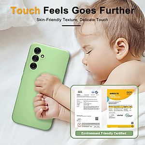 YENAPOON for Samsung Galaxy A54 5G Case and 2 Pack Tempered Glass Screen Protector, Slim Liquid Silicone Shockproof Protective Case - Mint Green