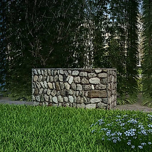 loibinfen Fence Panel Outdoor Privacy Fence Screen Gabion Basket for Retaining Wall Block Gabion Cages Outdoor Decorative Fences Fencing for Yard, Silver Galvanized Steel 39.4"x19.7"x19.7"