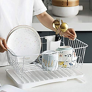 PDGJG Stainless Steel Dish Drainer Drying Rack Removable Rust Proof Utensil Holde for Kitchen Counter Storage Rack ( Color : Blue )