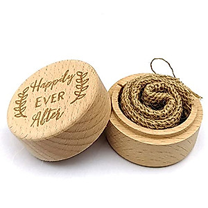 ZZYINH AN207 Personalized Engraving Rustic Wedding Wooden Ring Box Jewelry Trinket Storage Containers Custom Happily Ever After Rings Bearer Small Jewelry