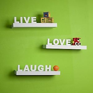 Danya B™ Decorative Live Love Laugh White Wall Shelves (Set of 3)