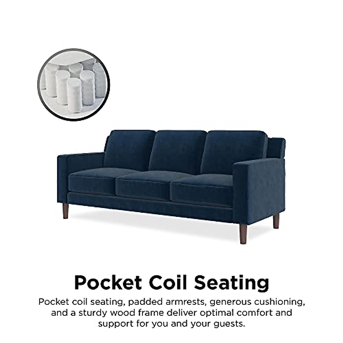 DHP Brynn 3 Seater Sofa, Blue Velvet