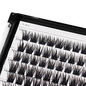 Bodermincer 120 Cluster 10-12-14mm/12-14-16mm/16-18-20mm Mixed Length Lash Cluster Eyelash Extension Natural 3D Russian Volume Faux 3D Effect Glue Bonded Cluster Eyelashes (M01# 12-14-16mm Mixed)