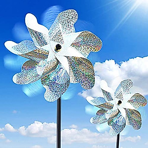 yidexin 10 PCS Bird Repellent Silver Laser Reflective 6pcs for Garden Decoration Outdoor Disperse The Windmill
