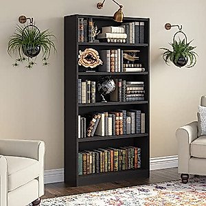 Bush Furniture Universal Tall 5 Shelf Bookcase, Black