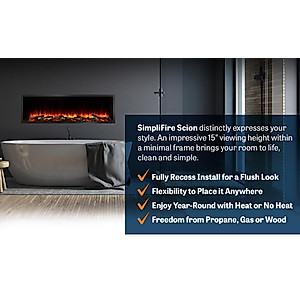 SIMPLIFIRE Scion 55" Clean Face Linear Electric Fireplace - Black, SF-SC55-BK