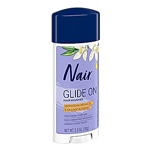 Nair Glide On Hair Removal Cream, Arm, Leg, and Bikini Hair Remover, Depilatory Cream, 3.3 Oz Stick