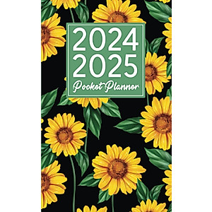 2024-2025 pocket planner: 2 year Pocket Calendar January 2024 to December 2025 - Sunflower Pattern