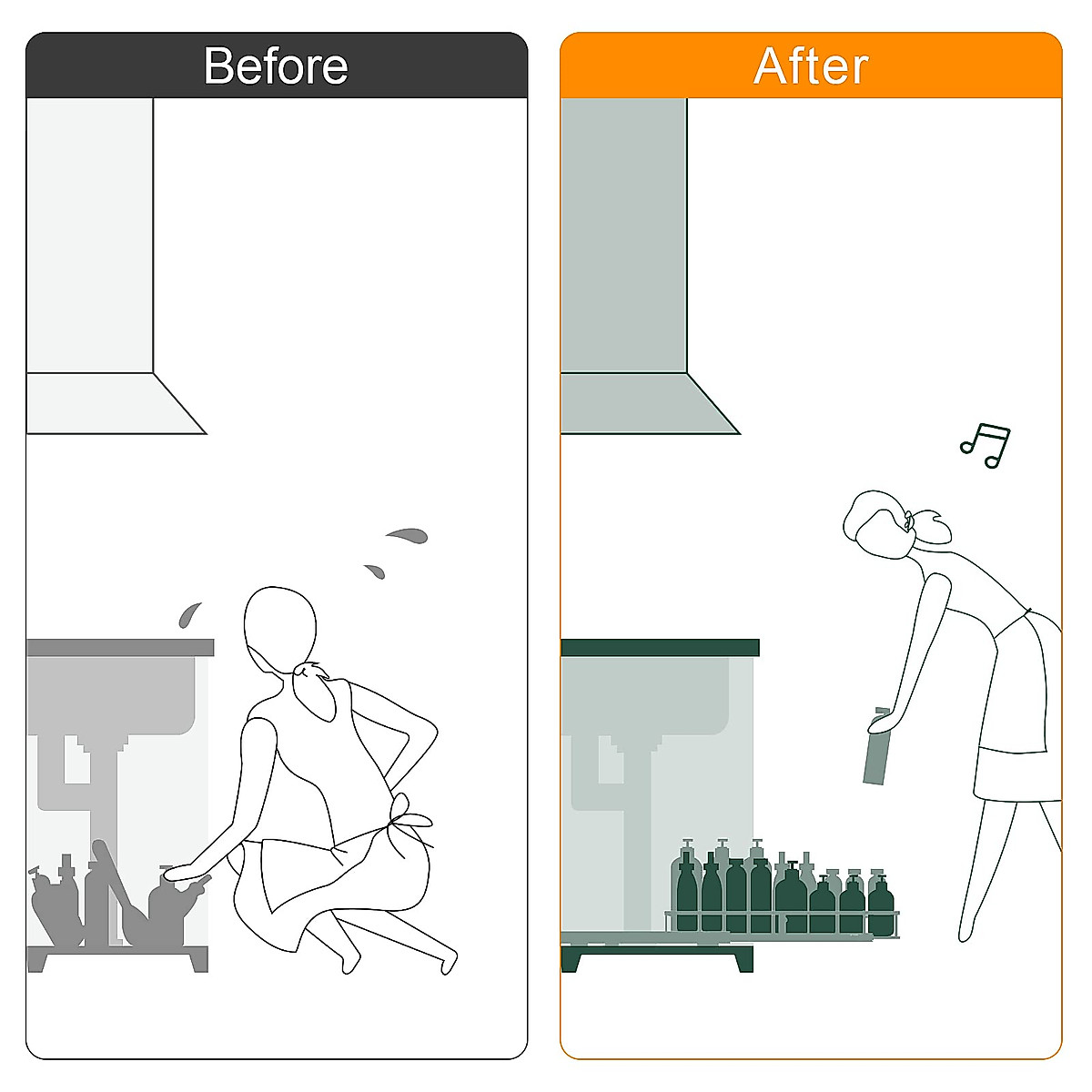 Tksrn Pull Out Cabinet Organizer, Heavy Duty Slide Out Pantry Shelves Sliding Drawer Storage for Kitchen, Bathroom, Home, 12" W x 21" D, Wire Frame, Chrome Finish（Need 13" W and 22" D Cabinet）