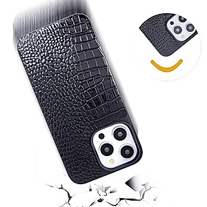 DMaos for iPhone 15 Pro Case for Women, Crocodile Synthetic Patent Leather Cover, Classic Fashion for iPhone15 Pro 2023 6.1 Inch - Black