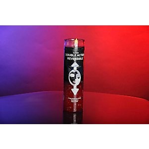Reversible Double Action (Black Over Red) Pillar Candle Candela Santeria Orisha