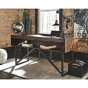 Signature Design by Ashley Starmore Urban Industrial 63" Home Office Desk with Open Storage Cubby, Brown