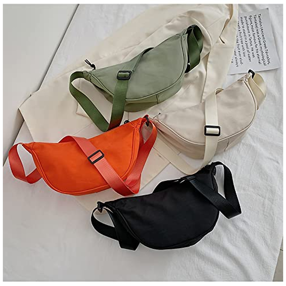 Hipi-shop Fashion color Personalized design nylon dumpling bag crossbody bag street style shoulder bag purse wallet for men and women (Black)