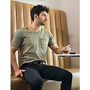 SlideBelts Men's Vegan Leather Belt without Holes - Black with Gunmetal Buckle (Up to 48" Waist)