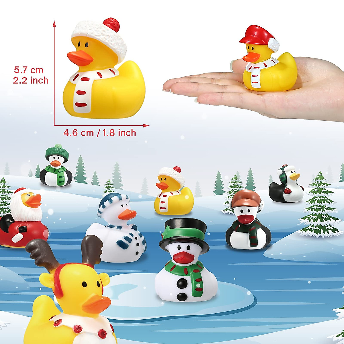 LIHAO Christmas Advent Calendar Rubber Ducks 2023, 24 Days Countdown Advent Calendar for Boys, Girls, Christmas Party Gifts