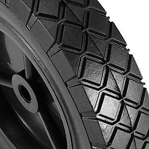 HEIHAK 4 PCS 8 x 1.75 inch Solid Rubber Hand Truck Wheel, Universal Flat Free Lawn Mower Wheels with 1/2 Inch Axle, Replacement Tire for Hand Truck Dolly Cart Compressor, 110 LBS Load Capacity