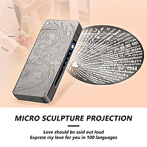 BABOBIU Electric Lighter Rechargeable USB Lighter Windproof Big Flame Lighter Cool Unique lighter Plasma Arc Lighter with Projection Design Lighter Lighter for Men, Women, Friends (BlackDragon)