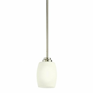 Kichler Eileen 8" 1 Light Mini Pendant with Satin Etched Cased Opal Glass in Brushed Nickel