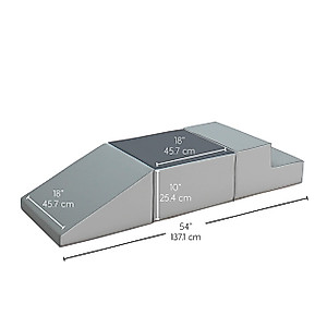 Factory Direct Partners 11618-GYLG SoftScape Toddler Playtime Climber, Indoor Active Play Structure (3-Piece Set) - Gray/Light Gray