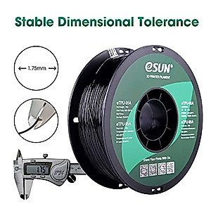 eSUN 1.75mm TPU 95A Flexible 3D Printer Filament 1KG Spool (2.2lbs), Black