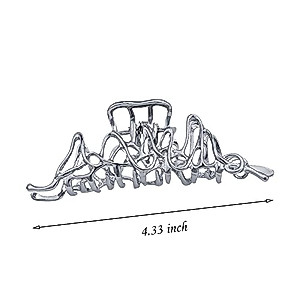 2 Pcs Large Metal Hair Claw Clips - Personality Nonslip Silver Hair Clamps,Perfect Jaw Hair Clamps For Women And Thinner-Thick Hair Styling-Strong Hold Hair-Fashion Hair Accessories