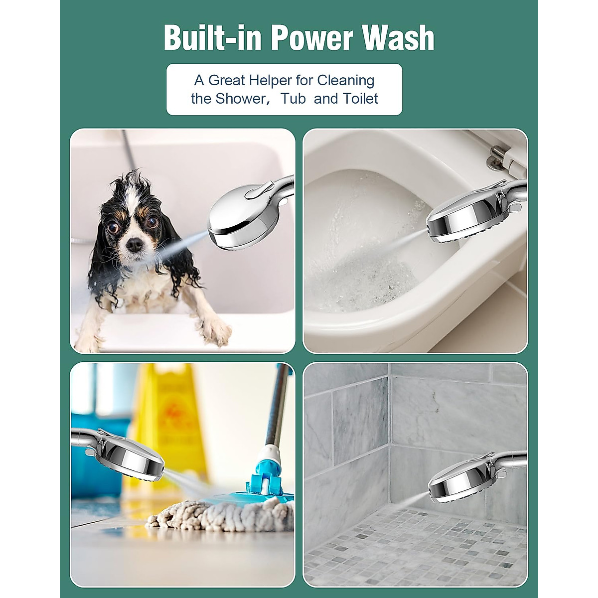 Diiwet Filtered Shower Head with Handheld, High Pressure Shower Heads with Filter for Hard Water, 6 Spray Modes Detachable Showerhead with Hose and Bracket (Chrome Polished)