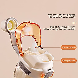 CMSH Sport Water Bottle 24oz&32oz large diameter flip top water bottle with Straw & Anti-scalding,One-click open,two ways to drink, suitable for all occasions Sports fitness leisure（32OZ-Pink