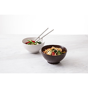 Fortessa Vitraluxe Dinnerware Heirloom Rice Bowl, 5.75-Inch, Set of 4, Charcoal