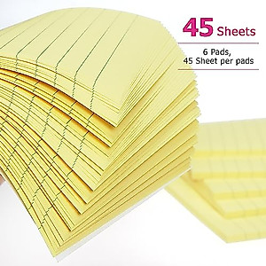 Early Buy 6 Pads Lined Sticky Notes with Lines 4x6 Self-Stick Notes Bright Color Sticky Notes, 45 Sheets/Pad (Yellow)