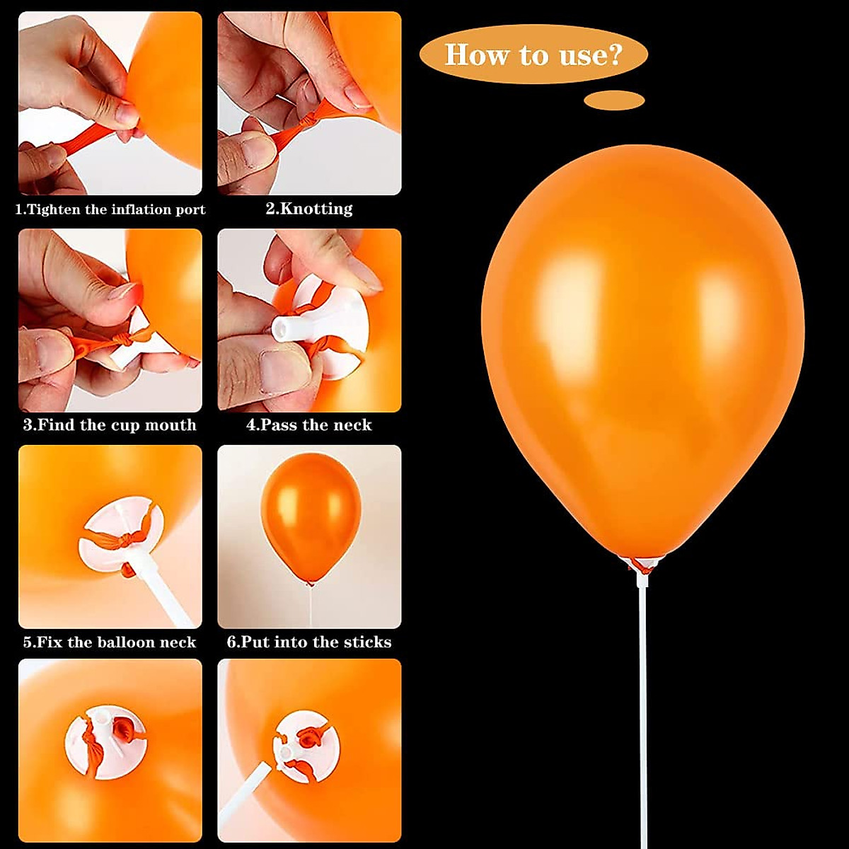 Horolas 100 Pieces Balloon Sticks Holders with Cups 16 Inch for Party, Birthday, Wedding, Anniversary Decoration, White