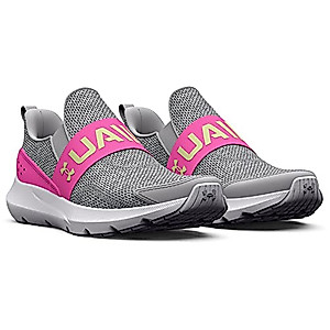Under Armour Girls' Pre School Surge 3 Slip On, (100) Halo Gray/Rebel Pink/Fade, 2, US
