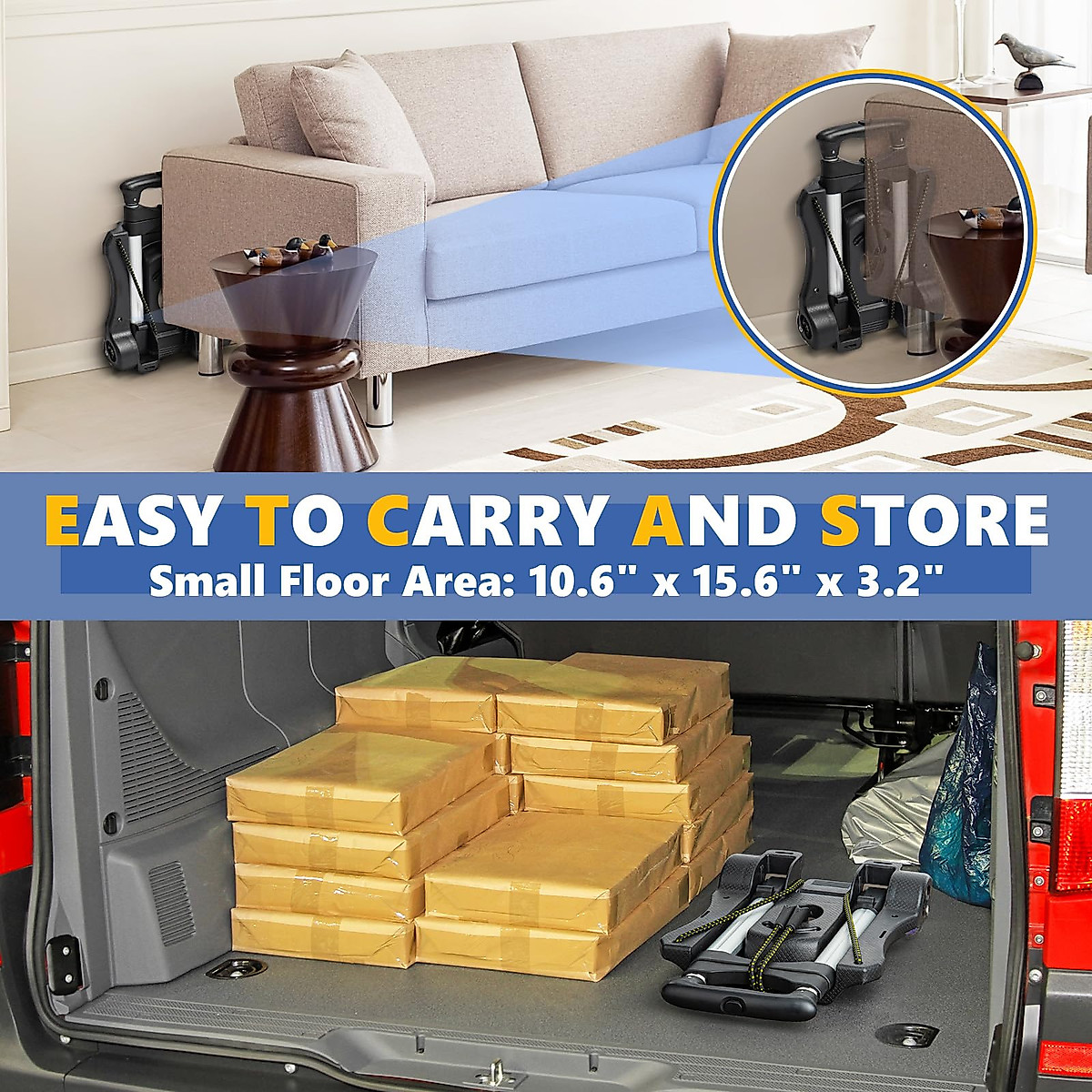 Gorpuire Small Folding Hand Truck Dolly with 2 Wheels, Foldable Luggage Cart, Lightweight Aluminum Collapsible Trolly Portable Dolly for Moving Airport Travel Use