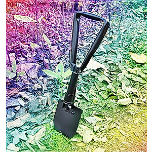 Behandy Folding Shovel, Collapsible Shovel for Car Snow, Camping Shovel and Pickax, Military Entrenching Tool for Gardening, Camping, Digging Dirt, Sand, Snow, Off Road, Portable Car Emergency kit