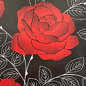 Yifasy Red Rose Shelf Liner Self-Adhesive Floral Drawer Paper Protect Furniture Wall Surface Decor Girls Makeup Box Wallpaper Roll 118x17.7 Inch