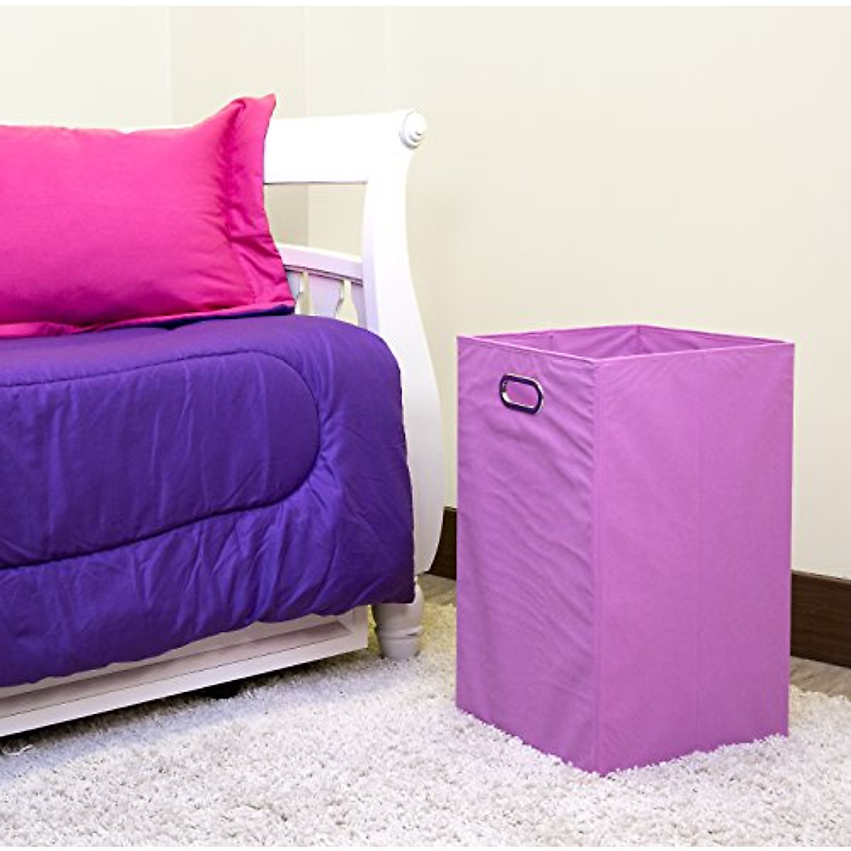 Folding Laundry Basket, Solid Pink with Handles – High-Strength Polymer Construction – Folds for Easy Storage and Transportation