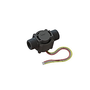 Flow Sensor, 3/4 Inch Male NPT, 3-Wire, Digital Pulse Output, Includes 10kOhm Pull-Up Resistor to VCC, Hall Effect Sensor