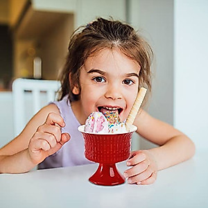 TOPZEA 4 Pack Ceramic Ice Cream Bowls, 10 oz Cute Ice Cream Sundae Cups Mini Parfait Trifle Cup, Footed Dessert Serving Tasting Bowl Dish for Yogurt, Soup, Fruit Salad, Pudding, 4 Colors