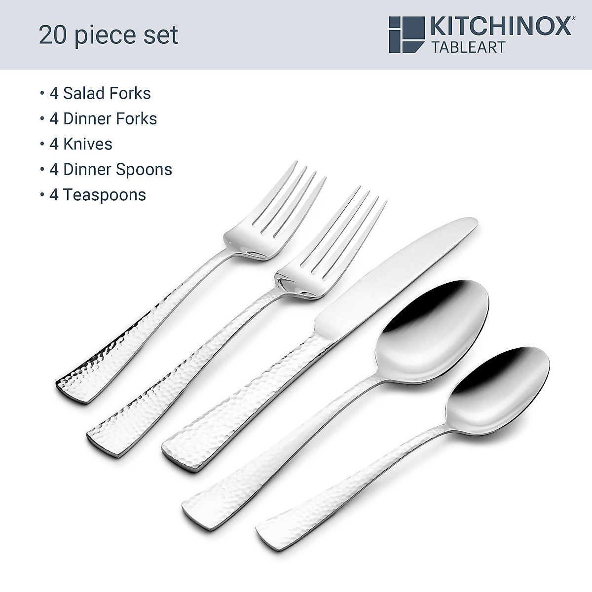 Kitchinox Perles 20-piece Stainless Steel Silverware Set, Flatware Service for 4