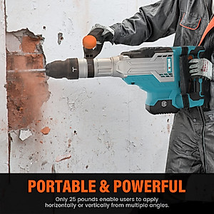 Berserker 1700W 25-Pound SDS-Max Demolition Jack Hammer, 1-9/16" 14-Amp Corded Electric Heavy Duty Demo Chipping Hammer Concrete/Pavement Breaker with Carrying Case Flat Chisel Bull Point Chisel