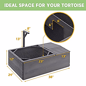 Tortoise Enclosure, Tortoise House Tortoise Cage with Light Holder, Large Wooden Tortoise Habitat with Removable Waterproof Tray, Indoor & Outdoor