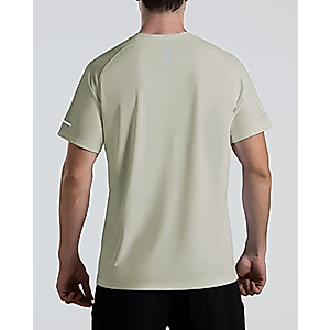 Men's Cooling Ice Silk Running Shirts Quick Dry Short Sleeve Athletic Gym T-Shirts UPF 50+ Outdoor Workout Tshirts Light Green