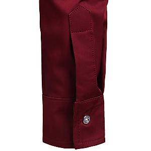 ZEROYAA Mens Hipster Design Golden Floral Embroidery Slim Fit Long Sleeve Mandarin Collar Shirts Tops ZZCL08 Burgundy Large